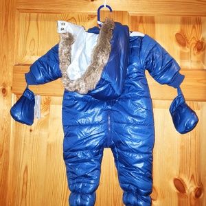 Absorba | Jackets & Coats | Nwt Absorba Snow Suit Blue Faux Fur Hood ...